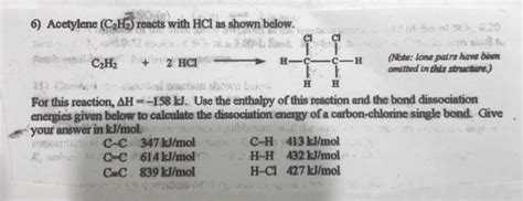 Solved Acetylene C H Reacts With HCl As Shown Below CI Chegg