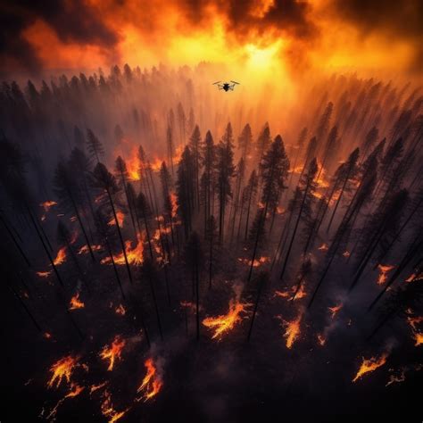 Helicóptero Tratando De Apagar Un Incendio Forestal Foto Gratis