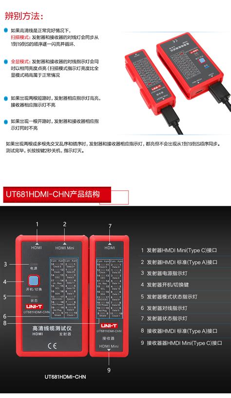 【24小時發貨】uni T 高清數據綫纜測試儀 Hdmi線測試儀 測線器測試器 查線儀器 Ut681hdmi Ut681 蝦皮購物