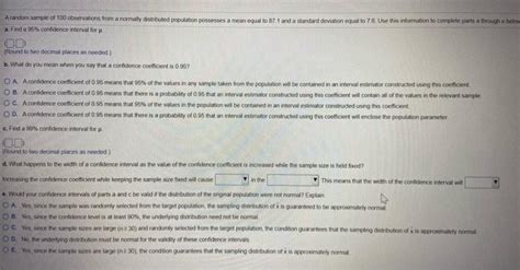 solved a random sample of 100 observations from a normally