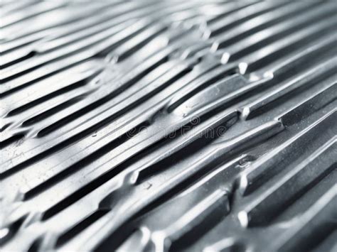 Abstract Metallic Texture With Parallel Lines And Grooves Industrial Design Closeup Stock