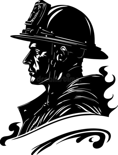 Firefighter Monochrome Logo Fireman Design Stock Vector Illustration