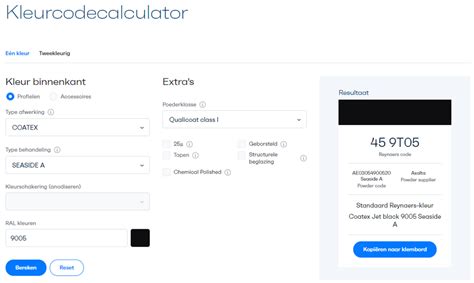 Update Kleurcodecalculator Reynaers Aluminium