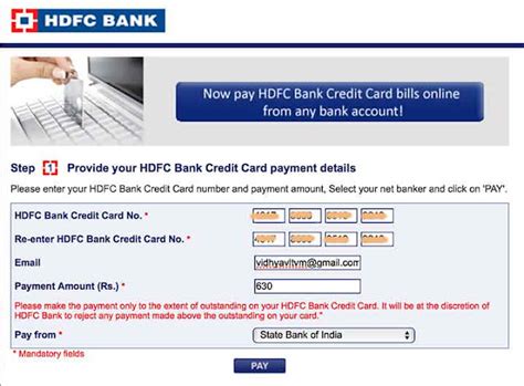 Transfer Money To HDFC Credit Card Using Net Banking