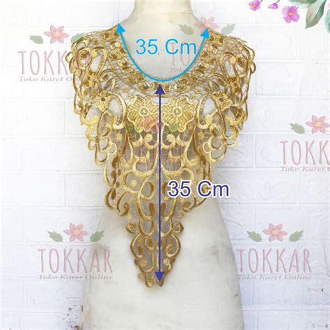 Per Pcs Aplikasi Kerah Bordir Aplikasi Leher Renda Leher Cantik Gold Ap Lazada Indonesia