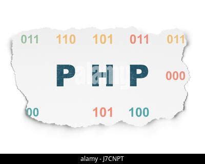 Database Concept Php On Torn Paper Background Stock Photo Alamy