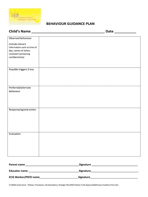 Behavioral Support Plan Template
