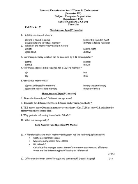Computer Organization Pcc Cs 302 2024 Pdf Computers