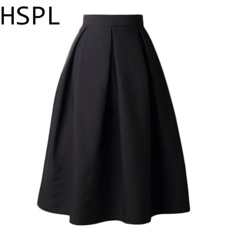Hspl Skirts Womens High Waist Pleated Midi 2017 Spring Summer Vintage Skirt