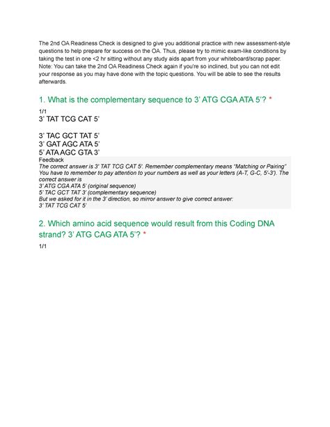 2nd Oa Assignment The 2nd Oa Readiness Check Is Designed To Give You Additional Practice