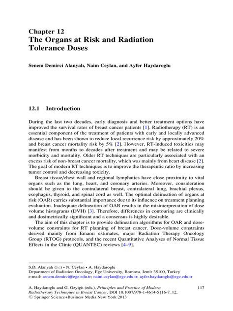 Chapter 12 The Organs At Risk And Radiation Tolerance Doses Pdf