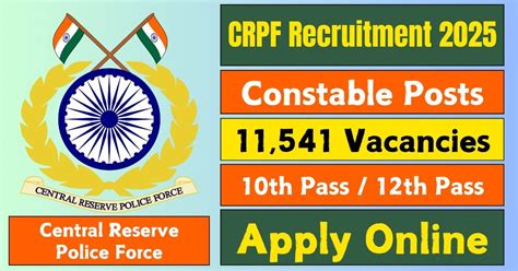 Crpf Recruitment 2025 Apply Online Notification Vacancy Eligibility