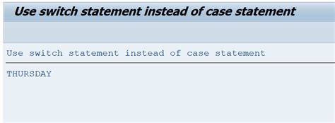 Switch Statement In Abap 7 4