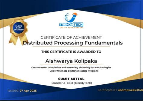 Bigdata Dataengineering Trendytech Certificationjourney Immediatejoiner Aishwarya Kolipaka