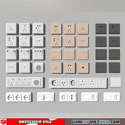 Wall Switch Socket Sketchup Models By Cuong Covua