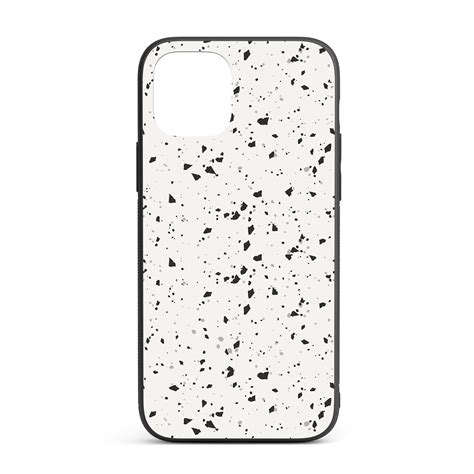 White Terrazzo Iphone Glass Case Slate Hash