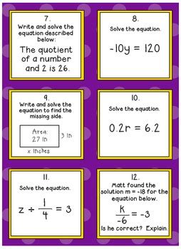 Step Equation Inequality Task Cards Bundle By Mrs D S Classroom