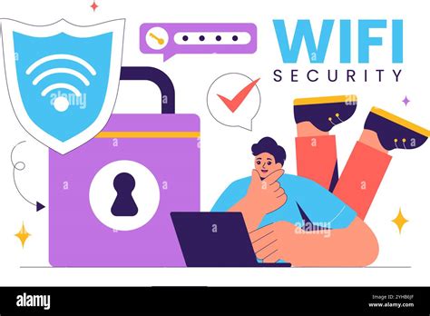 Wifi Security Vector Illustration With Wireless Technology Devices For