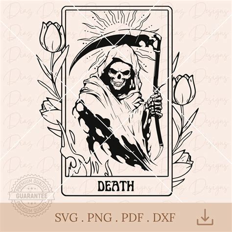 Skeleton Death Tarot Card Svg Grim Reaper Png Skull Tarot Cricut