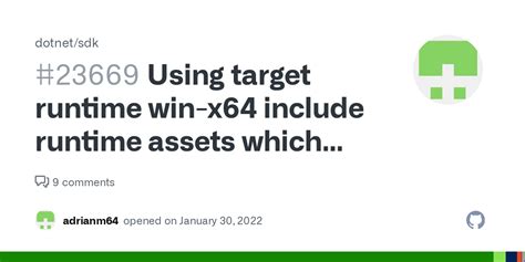 Using Target Runtime Win X64 Include Runtime Assets Which Should Be