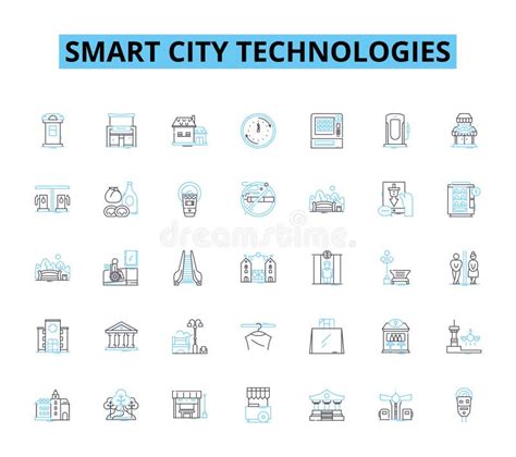 Smart City Technologies Linear Icons Set Iot Sustainability Automation Innovation