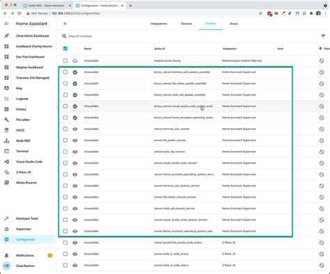 Unavailable Entities Coming From Home Assistant Supervisor Integreation Configuration Home
