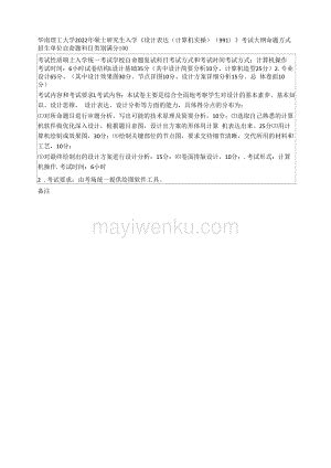 华南理工大学2022年硕士研究生入学设计表达计算机实操991考试大纲 docx 蚂蚁文库