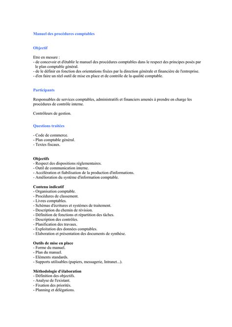 Manuel des procédures comptables