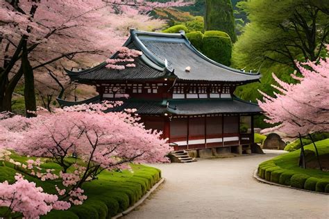 Premium Photo A Temple In The Spring