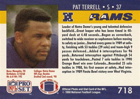 1990 Pro Set 718 Pat Terrell Trading Card Database