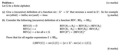 Problem 1 Let And Be A Finite Alphabet 10 Marks A