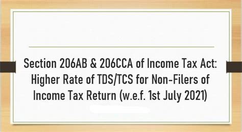 Tdstcs Non Filers Of Income Tax Return Analysis Of Sections 206ab And 206cca