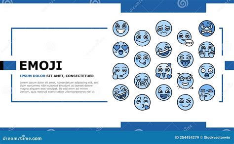 Emoji Emotional Funny Smile Face Landing Header Vector Stock Vector