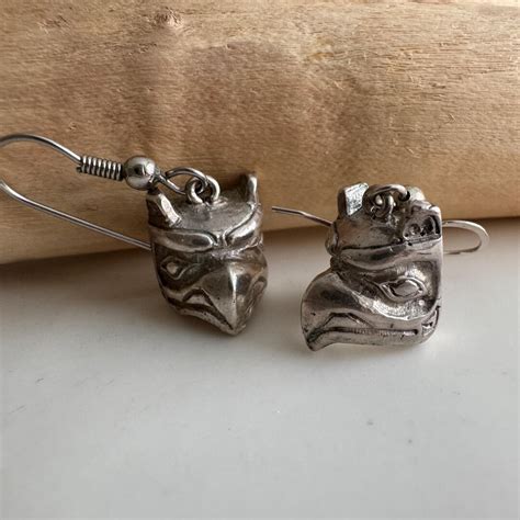 Vintage Haida Sterling Silver Eagle Earrings Etsy