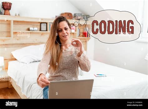 Writing Displaying Text Coding Concept Meaning Assigning Code To