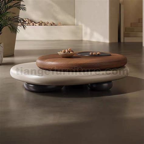 Italian Design Pebbles Rotating Coffee Table，rotating 3 Layers Coffee