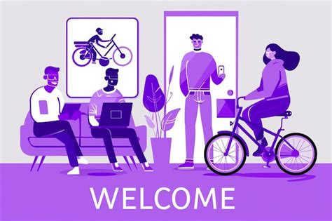 UI Flat Illustration People Welcome Text Premium AI Generated Vector