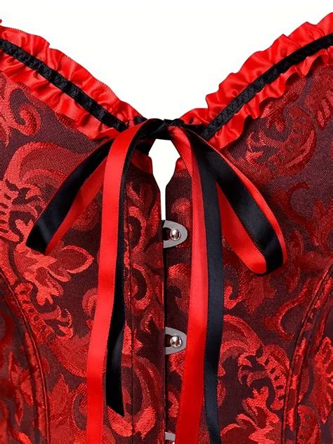 Ruffle Strapless Corset Bustier Tummy Control Lace Jacquard Temu