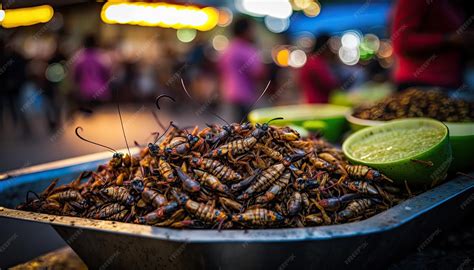 Premium Photo A Bowl Of Termites Sits On A Table In A Market