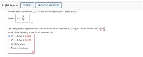Solved Find The Taylor Polynomial T2x For The Function