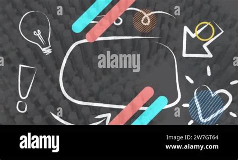 Digital Animation Of Colorful Abstract Shapes And Multiple Icons
