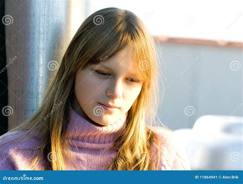 Young Teenager Girl With Thinking Expression Stock Image Image Of