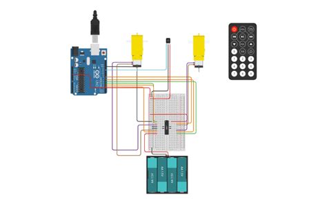 Circuit Design Керування роботом за допомогою ІЧ пульта Tinkercad