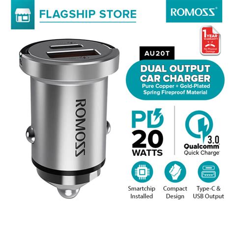 Romoss AU20T 20 Watts Dual Output Type C And USB Output Fast Charging