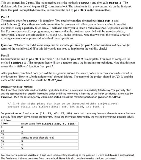 Solved This Assignment Has 2 Parts The Main Method Calls