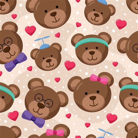 Teddy Bear Face Pattern Background 9517745 Vector Art At Vecteezy