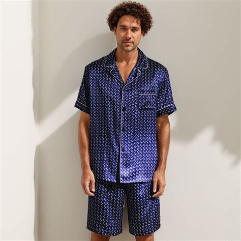 Realsilklife 22 Momme Blue Silk Pajamas Short Set For Men