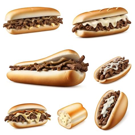 Cheesesteak Vector Set White Background Isolated Premium Ai Generated