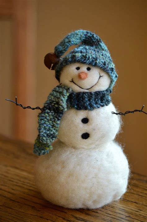 Snowman Christmas Decor Needle Felted Wool By Bearcreekdesign Sock