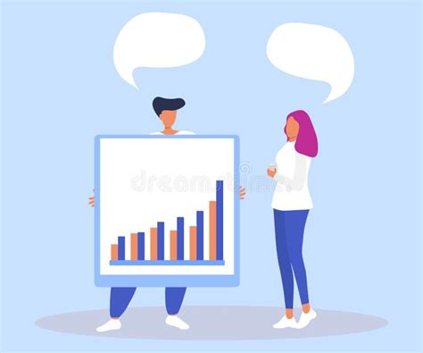 Businessmen Man And Woman Presents Growing Statistic Graph Stock Vector